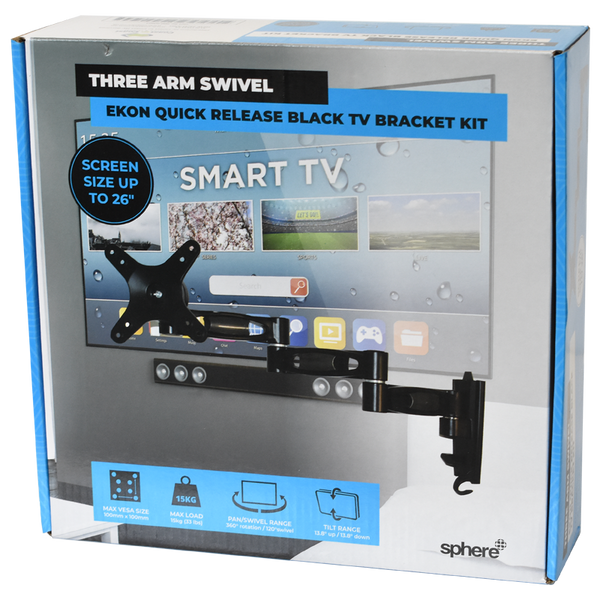 Sphere Ekon Black TV Bracket - 3 Arm Swivel - Rotorua RV